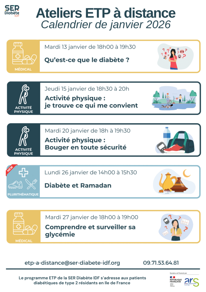 e-ETP : calendrier de janvier et février - SER Diabète IDF